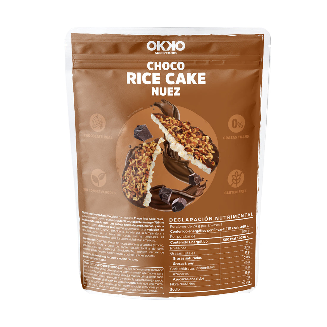 Choco Rice Cake Nuez (24 g) – OKKOSUPERFOODS